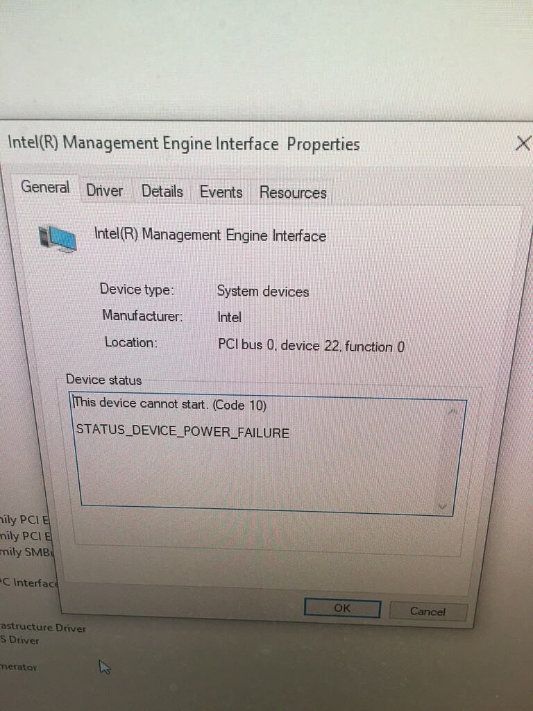 Intel ME Menu Disappears From BIOS Setup IME Code 10 STATUS DEVICE