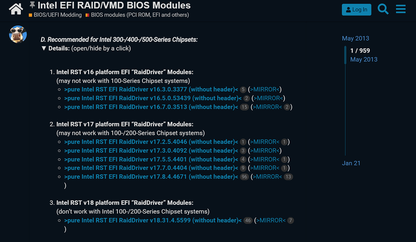 AHCI & RAID Option ROM Modules - #1478 by Fernando - BIOS modules (PCI ...