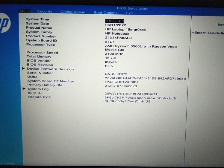 [REQUEST] HP Laptop 15s-gr0009au InsydeH2O BIOS unlock help needed ...